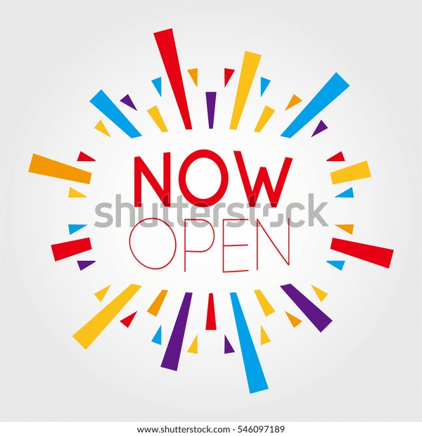 Now Open Poster Banner Greeting Template: เวกเตอร์สต็อก (ปลอดค่า ...