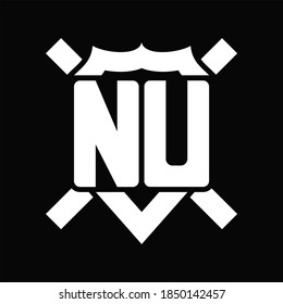 Nu Logo Monogram Isolated On Shield Stock Vector (Royalty Free ...