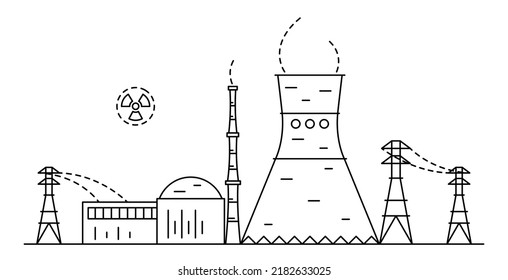 Nuclear Atomic Power Plant Drawing Line Stock Vector (Royalty Free ...