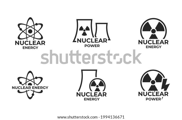 Nuclear Energy Logo Icon Set Nuclear Stock Vector (Royalty Free ...