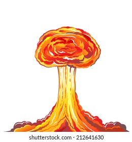Nuclear Explosion Illustration Isolated On White Stock Vector (Royalty ...