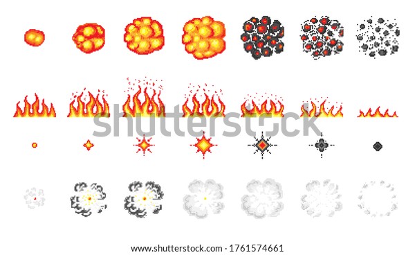 Nuclear Explosion Pixel Art 8 Bit Stock Vector (Royalty Free ...