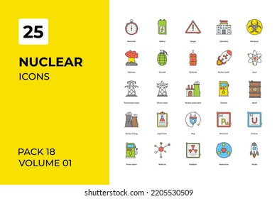 Nuclear Icons Collection Set Vector Line Stock Vector (Royalty Free ...