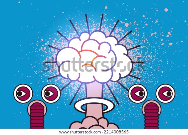 Nuclear Mushroom Explosion Brain Cartoon Style Stock Vector (Royalty ...