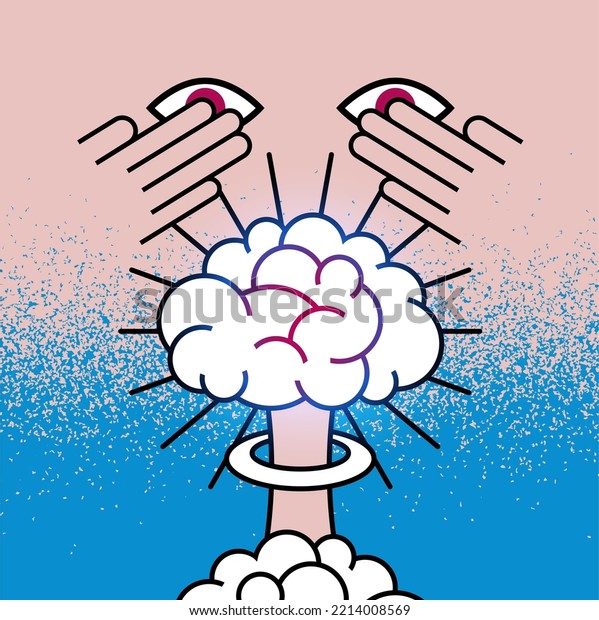 Nuclear Mushroom Explosion Brain Cartoon Style Stock Vector (Royalty ...