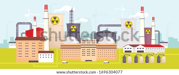 Nuclear Power Plant Flat Color Vector Stock Vector (Royalty Free ...