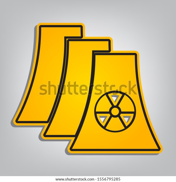 Nuclear Power Plant Sign Flat Orange Stock Vector (Royalty Free ...