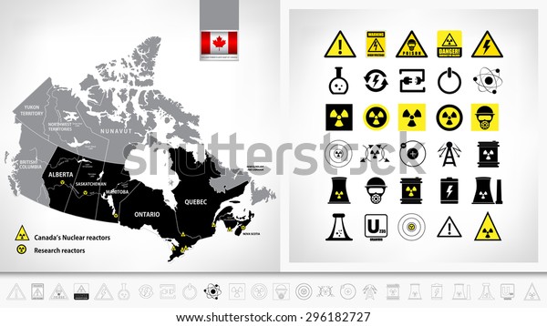 Nuclear Power Plants Map Canada 2 Stock Vector (Royalty Free) 296182727