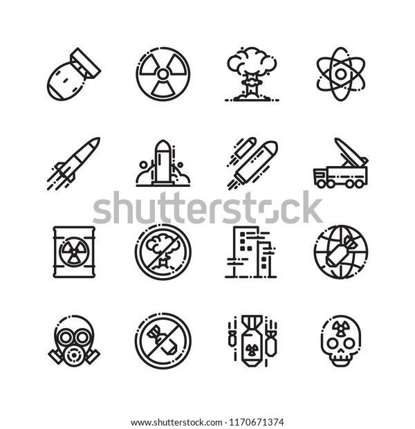 Nuclear Weapon Warheads Icons 스톡 벡터(로열티 프리) 1170671374