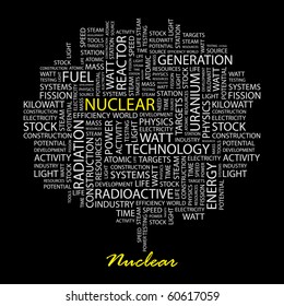Nuclear Word Collage On Black Background Stock Vector (Royalty Free ...