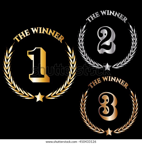 Number 1 2 3 Laurel Wreath Stock Vector (Royalty Free) 450433126 ...