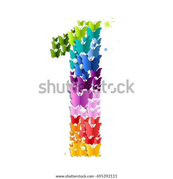 Number 1 Butterfly Gradient Mesh Vector Stock Vector (Royalty Free ...