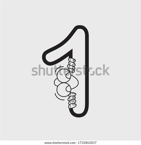 Number 1 Funny Letter Hand Drawn Stock Vector (Royalty Free) 1732862837 ...