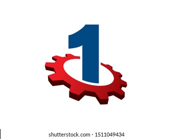 Number 1 Gear Technology Logo Symbol Stock Vector (Royalty Free ...