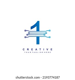 Number 1 Logo Template Technology Concept Stock Vector (Royalty Free ...