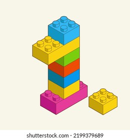 Number 1 Plastic Building Blocks Colored Stock Vector (Royalty Free ...