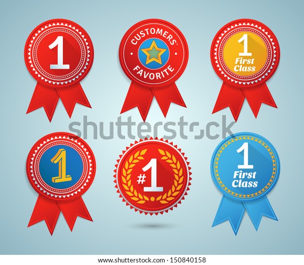 Number 1 Ribbons Badges Eps10 Stock Vector (Royalty Free) 150840158
