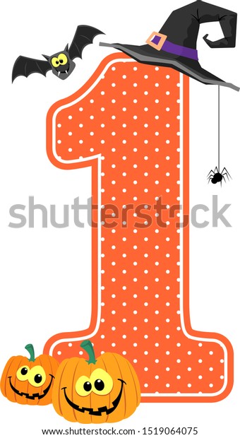 Number 1 Smiling Pumpkins Halloween Design Stock Vector (Royalty Free ...