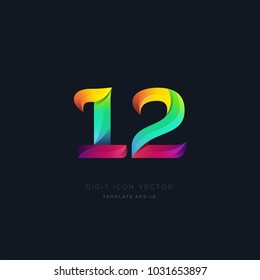 Number 12 Twelve Multi Colour Digit Stock Vector (Royalty Free ...