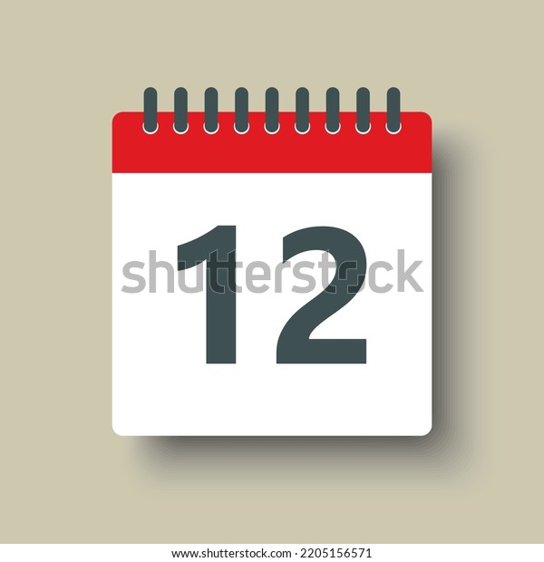 Number 12 Vector Icon Calendar Days Stock Vector (Royalty Free ...