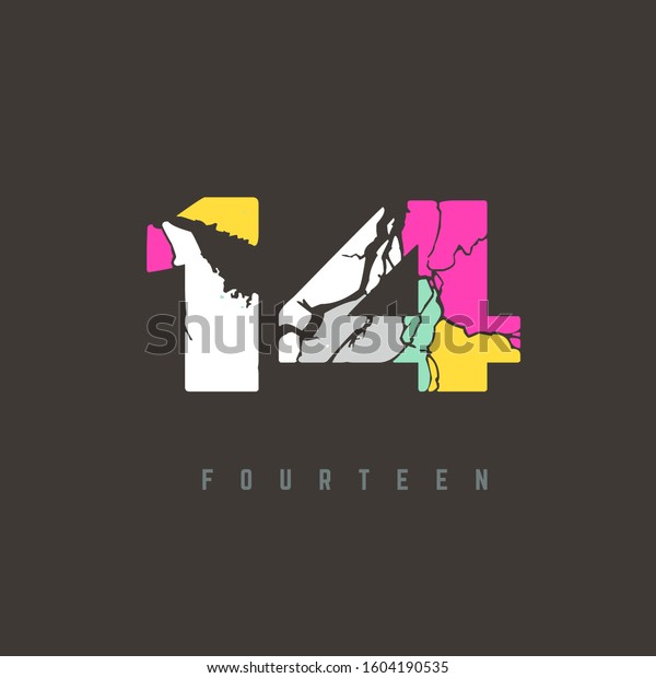 Number 14 Vector Font Alphabet Modern Stock Vector (Royalty Free ...