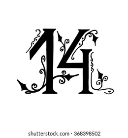 Number 14 Vector Illustration Stock Vector (Royalty Free) 368398502