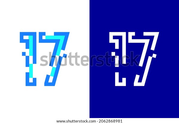 Number 17 Digital Logo Numbers Design Stock Vector (Royalty Free ...