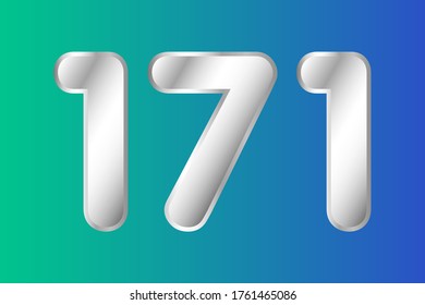 Number 171 Vector Silver Gradient Style Stock Vector (Royalty Free ...