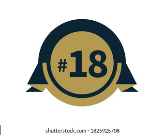 Number 18 Badge Design Vector Stock Vector (Royalty Free) 1825925708 ...