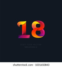 Number 18 Eighteen Multi Colour Digit Stock Vector (Royalty Free ...