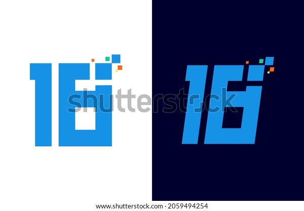 Number 18 Pixel Logo Design Digital Stock Vector (Royalty Free ...