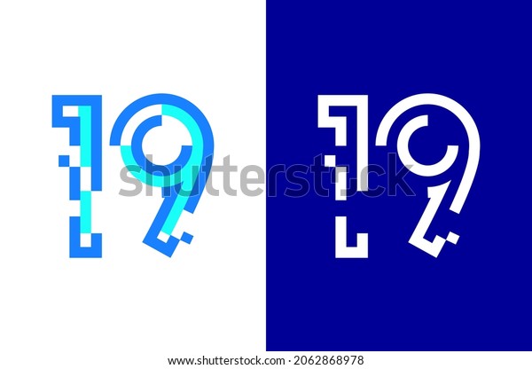 Number 19 Digital Logo Numbers Design Stock Vector (Royalty Free ...