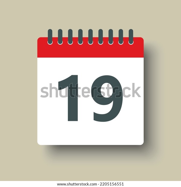 Number 19 Vector Icon Calendar Days Stock Vector (Royalty Free ...