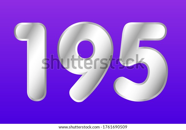 Number 195 Vector Silver Style Eps10 Stock Vector (Royalty Free ...