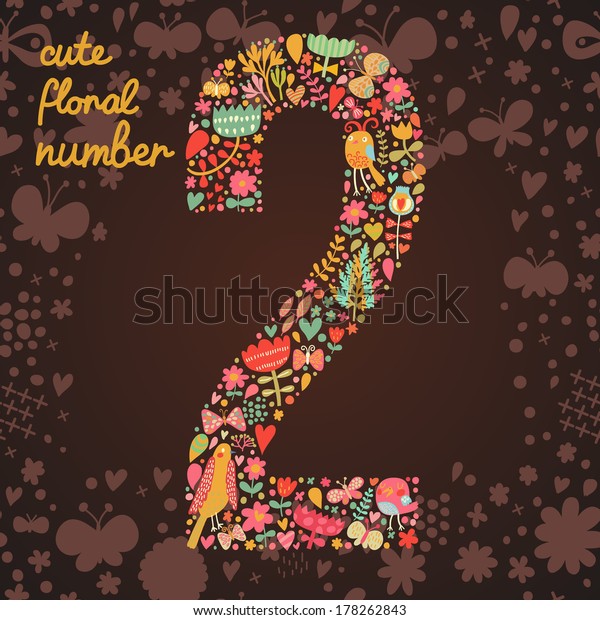 Number 2 Bright Floral Element Colorful Stock Vector (Royalty Free ...