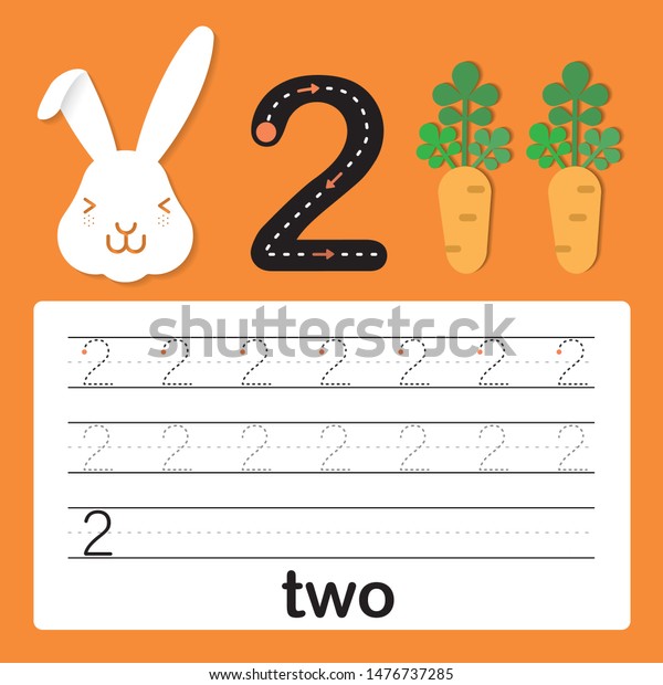 Number 2 Card Kids Learning Count : image vectorielle de stock (libre ...