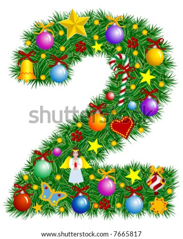 NUMBER 2 Christmas Tree Decoration Part Stock Vector (Royalty Free ...