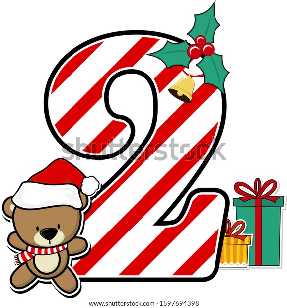 Number 2 Cute Teddy Bear Christmas Stock Vector (Royalty Free ...