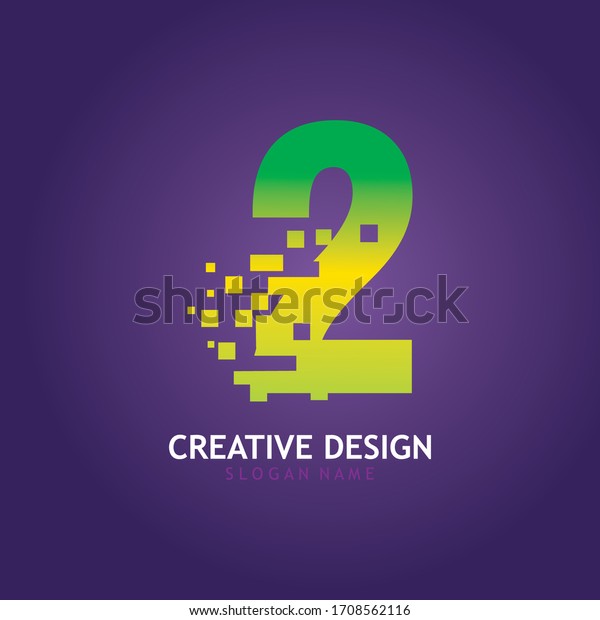 Number 2 Digital Pixel Logo Design Stock Vector (Royalty Free ...
