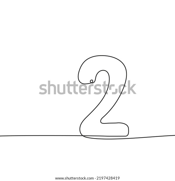 Number 2 Drawn By Hand Continuous Stock Vector (Royalty Free ...