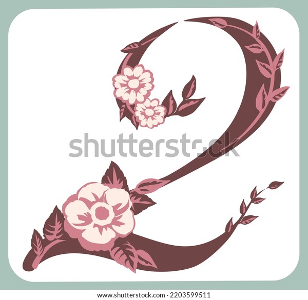 Number 2 Flolal Font Vector Illustration Stock Vector (Royalty Free ...