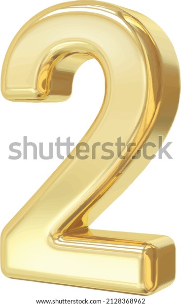 Number 2 Gold 3d Luxury Stock Vector (Royalty Free) 2128368962 ...
