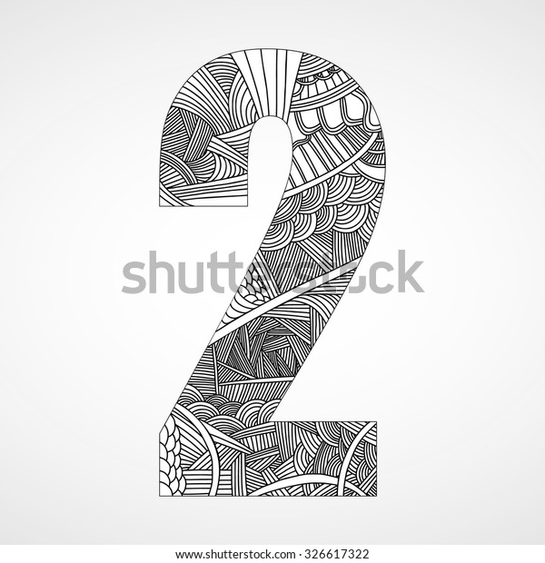 Number 2 Hand Drawn Abstract Doodle Stock Vector (Royalty Free ...