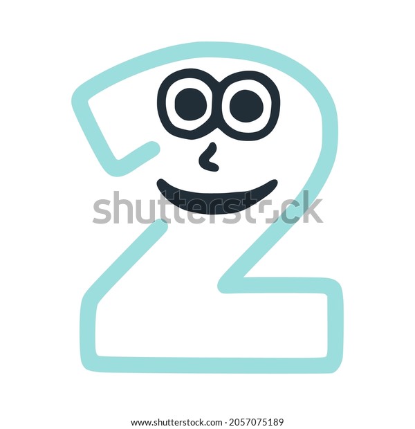 Number 2 Happy Eccentric Smiling Character Stock Vector (Royalty Free ...