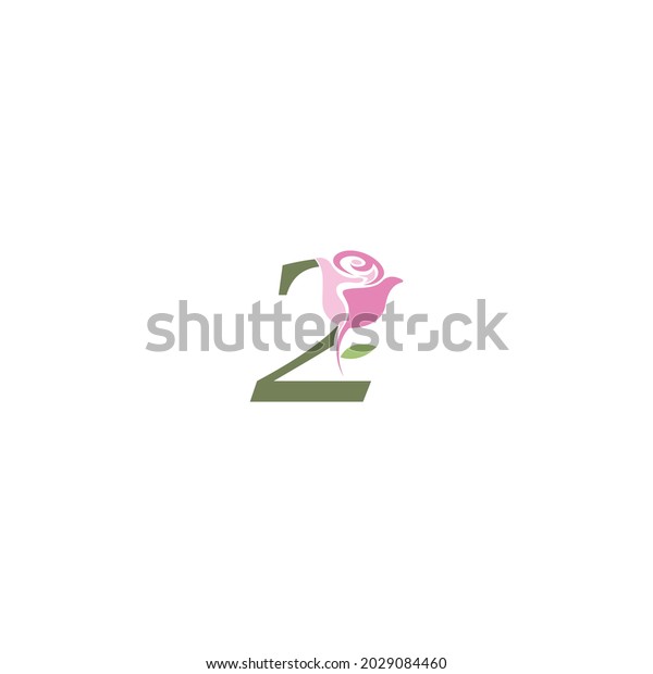 Number 2 Rose Icon Logo Vector Stock Vector (Royalty Free) 2029084460 ...