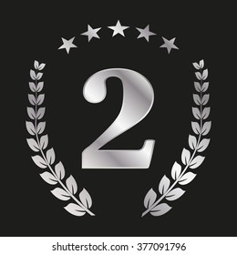Number 2 Silver Color Laurel Wreath Stock Vector (Royalty Free ...