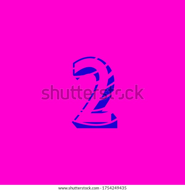 Number 2 Two Blue Color Curved Stock Vector (Royalty Free) 1754249435 ...