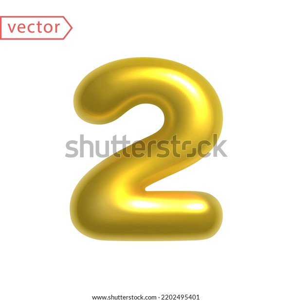 Number 2 Number Two Sign Gold Stock Vector (Royalty Free) 2202495401 | Shutterstock
