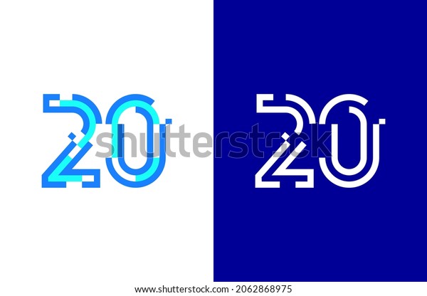 Number 20 Digital Logo Numbers Design Stock Vector (Royalty Free ...