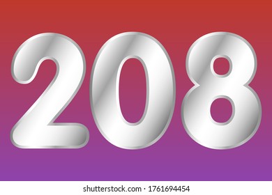 Number 208 Vector Silver Style Eps10 Stock Vector (Royalty Free ...